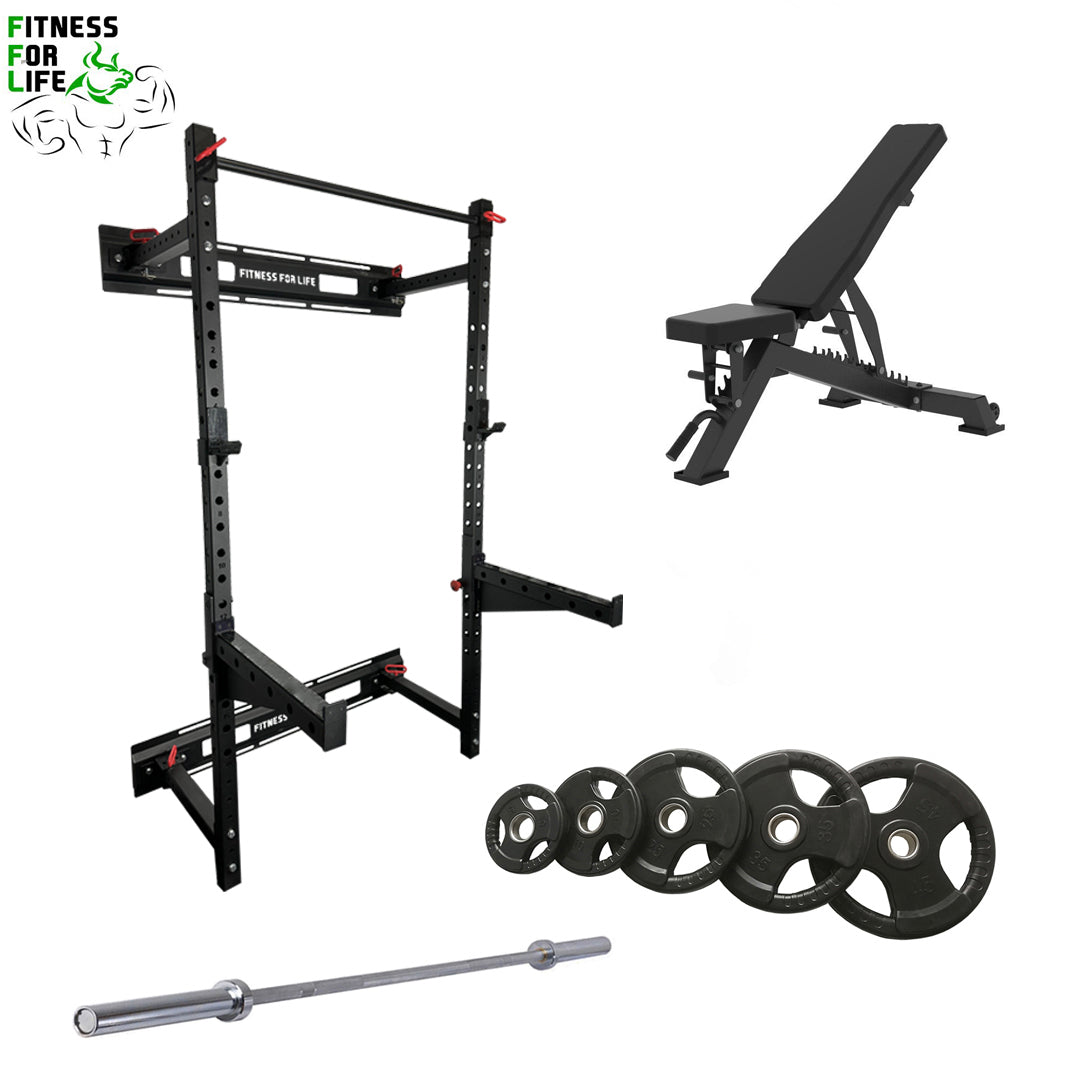 Wall Mount Foldable Power Rack Bundle – Fitness For Life FFL